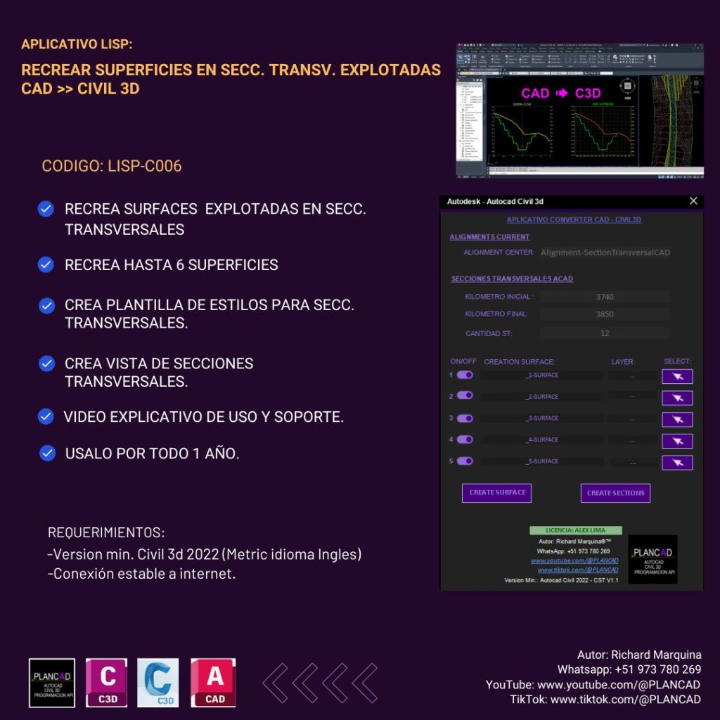 LISP-C006: RECREAR SURFACES EN SECC. TRANSV. – PlanCAD Lisp